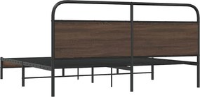 Kovový rám postele bez matrace hnědý dub 200 x 200 cm 3318702