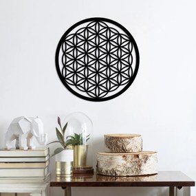 Nástěnná kovová dekorace FLOWER OF LIFE černá