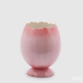 Keramická váza vejce skořápka růžová, 25x20,5 cm