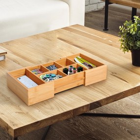 HOMCOM Úložný box Organizér box zásuvky, výsuvný organizér, bambus, přírodní, 24,6 x 17,6 x 7 cm