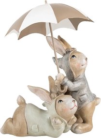 Dekorace králíčci v oblečcích pod deštníkem - 19*16*23 cm