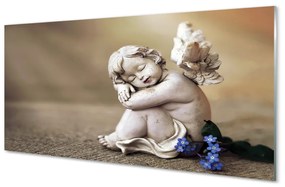 akrylový obraz Spící anděl květiny desky 125x50 cm