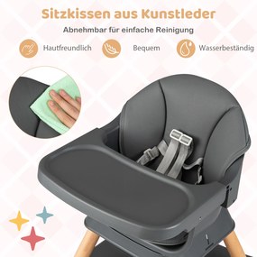 Costway 9 v 1 Dětská vysoká židle s podsedákem a odnímatelnou přihrádkou