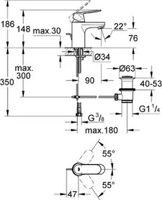 Grohe Eurosmart Cosmopolitan - Páková umyvadlová baterie chrom