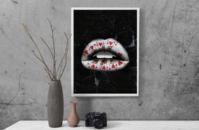Pixada Royal Flush Lips Hearts - motivační obraz Velikost: B2 - 50x70 cm, Volba rámu: s bílým rámem