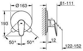 Grohe Eurodisc Cosmopolitan Sprchová podomítková baterie, chrom 19549002