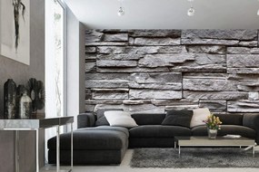 DIMEX | Samolepicí vliesová fototapeta na zeď Textura šedé kamenné zdi MA-5-2390 | 375 x 250 cm | šedá