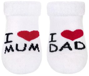 Kojenecké froté ponožky New Baby bílé I Love Mum and Dad, vel. 56 (0-3m)