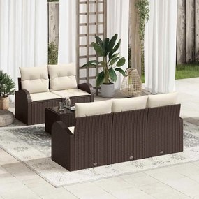 Sada zahradních pohovek 6 ks Hnědá polyratan 3345918