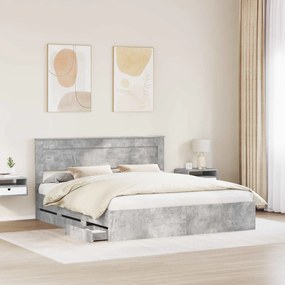 Rám postele s čelo Betonově šedá 180 x 200 cm Inženýrské dřevo 3409830
