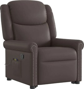 Zvedací polohovací křeslo lesklé hnědé umělá kůže 3303421