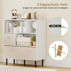 Costway 6-Cube knihovna s 3 odnímatelnými skládacími látkovými zásuvkami 3-Tier