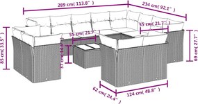 13dílný zahradní sedací souprava s poduškami černý polyratan 3218535