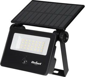 Solární reflektor REBEL URZ3625, 800lm, IP54, 6500K, 3,7 V, 1500 mAh, 6W, černá