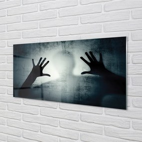 akrylový obraz Stín ruce a formy hlavy 140x70 cm