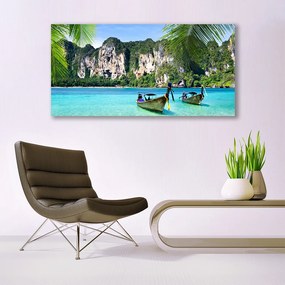 akrylový obraz Loďky Moře Krajina 120x60 cm