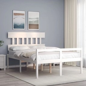 Postel s čelem pro seniory bílý 140x190 cm masivní dřevo 3195397