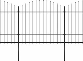 Zahradní plot s kopím nahoře ocelový 671 x 175 cm černý 277742