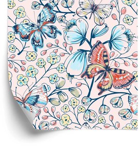 Tapeta Na Zeď Pro Děti - Barevní Motýli A Květiny Vliesová tapeta 53x1000