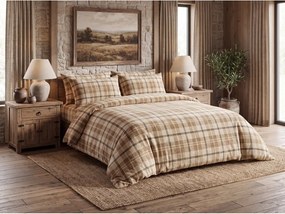 Mikroplyšové povlečení PLAID krémové Rozměr povlečení: 2 ks 70 x 90 cm | 200 x 220 cm