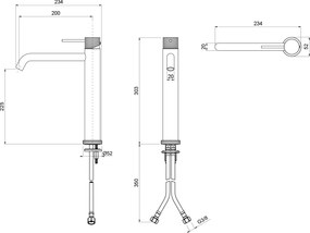 Sapho Sapho, ULTRASAN stojánková umyvadlová baterie bez výpusti, černá mat/chrom, UT007VBC
