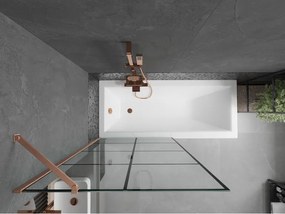 Mexen Next, 1-křídlová vanová zástěna 90 x 150 cm, 6mm čiré sklo - černý vzor, ​​měděná matná, 895-090-000-00-70-77