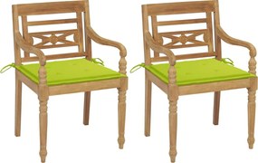 vidaXL Židle Batavia 2 ks s mi poduškami masivní teakové dřevo [3062139] Barva: Jasně zelená