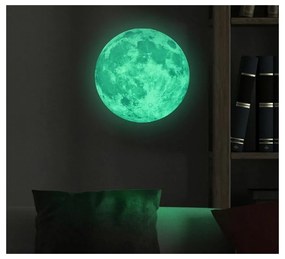 Nástěnná svítící dětská samolepka Ambiance Real Moon, ⌀ 30 cm
