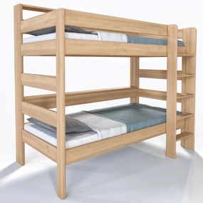 Vlastní výroba Buková patrová postel Junior s policemi