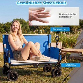 Costway 2-in-1 ruční vozík s lavicí skládací plážový vozík s nastavitelným
