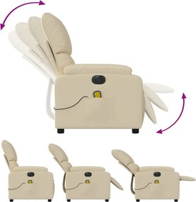 Elektrické masážní polohovací křeslo krémové textil 3204821