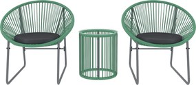 Outsunny Sada Zahradního Nábytku z Poly Rattanu, Zahradní Nábytek na Balkon pro 2 Osoby, 3-dílná Bistro Sada se 2 Židlemi, Bočním Stolkem, Polstry na
