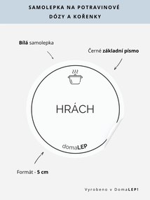 HRÁCH – bílá samolepka na dózu, základní písmo, 5 cm | DomaLEP