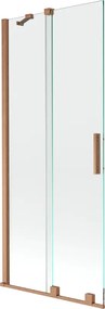 Mexen Velar, 2-křídlová posuvná vanová zástěna 85 x 150 cm, 8mm čiré sklo, měděná matná, 896-085-000-01-65