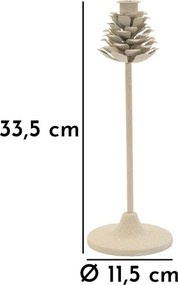 Kovový svícen Pigna 33 cm krémový