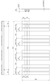 Sapho Silvana otopné těleso 500 x 972 mm středové černá mat IR164B