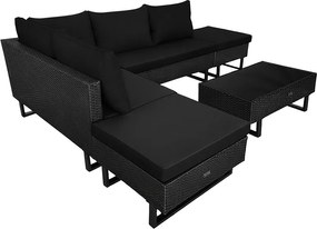 Velaco Ratanový zahradní nábytek Lime, 5 osob, černý