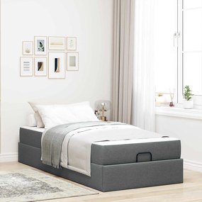 Rám postele s matrací 2 ks Tmavě Šedá textil 3399453