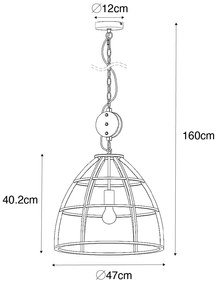 Chytré závěsné svítidlo tmavě šedé se dřevem 47 cm vč. Wifi G95 - Arthur
