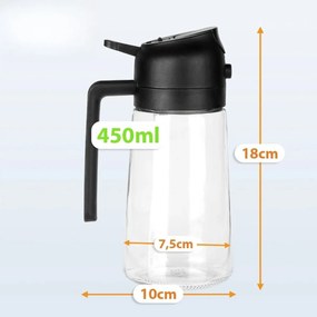 VILDE Skleněný rozprašovač a dávkovač na olej 2v1 450ml - čiré sklo