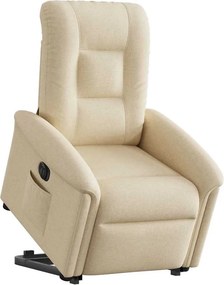 Elektrické zvedací polohovací křeslo krémové textil 3303282