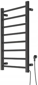 Erga Pago, elektrické topné těleso 500x800 mm s digitálním termostatem na postavení nebo na zeď, 200W, černá matná, ERG-RESA/800/500/BLACK/EL