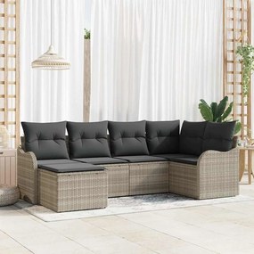 Sada zahradních pohovek 6 pcs Světle šedá Poly ratan 3345772