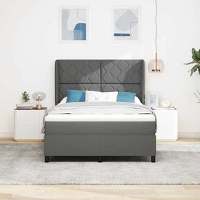 Postel s boxspringem s čelo Tmavě šedá 160 x 200 cm textil 3340635