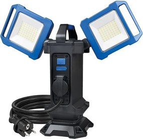 Duální přenosný LED reflektor se zásuvkou - Solight - 2x30W - 5400lm - 4000K