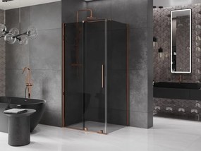 Mexen Velar, sprchový kout s posuvnými dveřmi 100 x 85 cm, 8mm šedé sklo, růžové zlato, 871-100-085-41-60