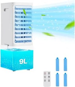 Přenosná klimatizace VEVOR, 9l 550 CFM bahenní chladič s 12hodinovým časovačem a dálkovým ovládáním, 3stupňový odpařovací chladič vzduchu se 2 ledovými boxy, tichý a přenosný, ideální pro venkovní i vnitřní použití