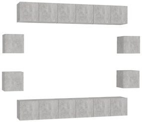 vidaXL Marketos 10dílný set TV skříněk betonově šedý dřevotříska