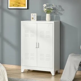 HOMCOM kartotéka Kovová skříň Víceúčelová skříň s magnetickými lamelovými dveřmi 75 x 33 x 110 cm Bílá