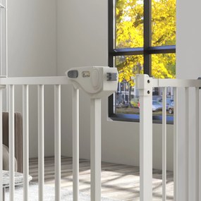 PawHut Zabezpečovací Zábrana Na Schody s 14 cm Expanzí Bez Vrtání pro Šířky 74-94 cm, Dvojitě Otevíratelná Zábrana, Bílá